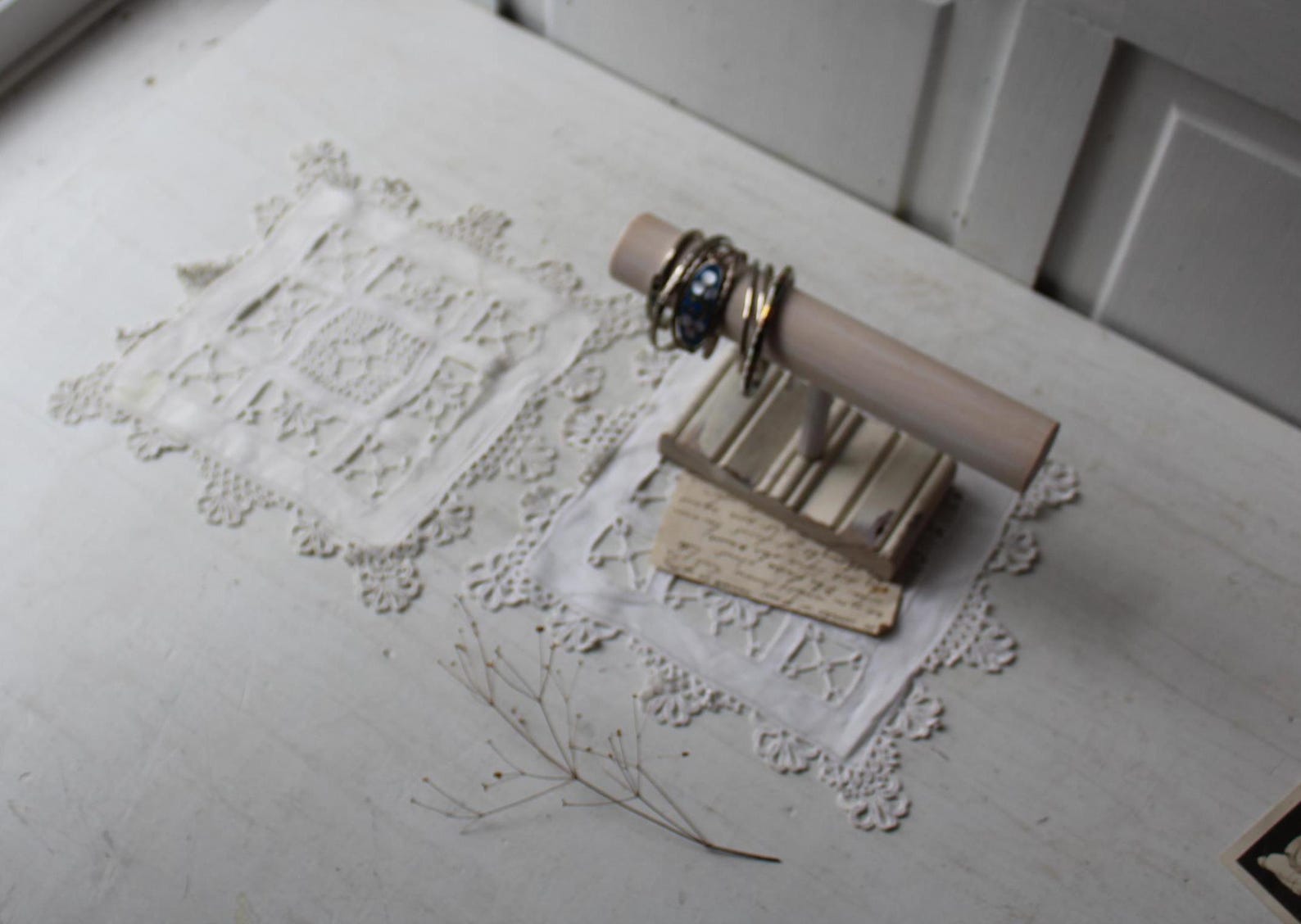 PAIR Vintage Tatted Square Doily With Cutouts - 10" Great for Layering ...