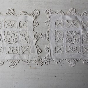 PAIR Vintage Tatted Square Doily With Cutouts - 10" Great for Layering ...