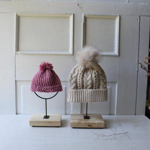 ONE Adult OR Baby Size Knit Hat Display - Salvaged Wood - Retail Craft ...