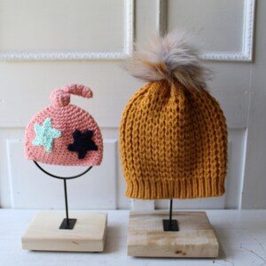 ONE Adult OR Baby Size Knit Hat Display - Salvaged Wood - Retail Craft ...