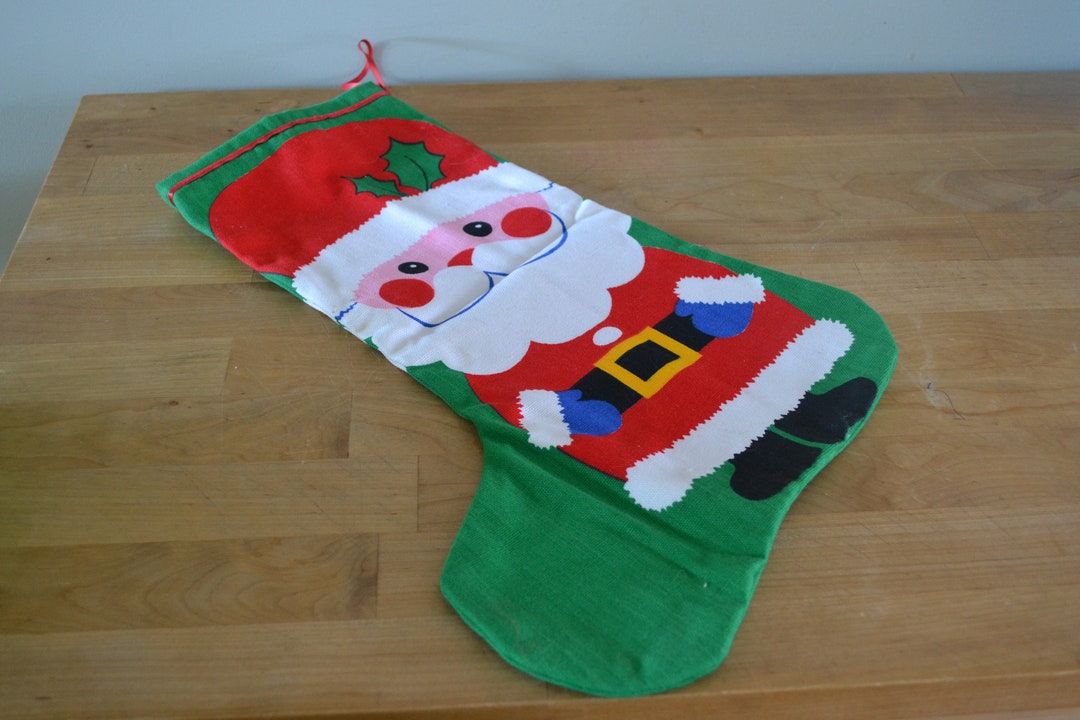 Vintage Cranston Printworks VIP Fabric Santa Stocking/vintage Santa ...