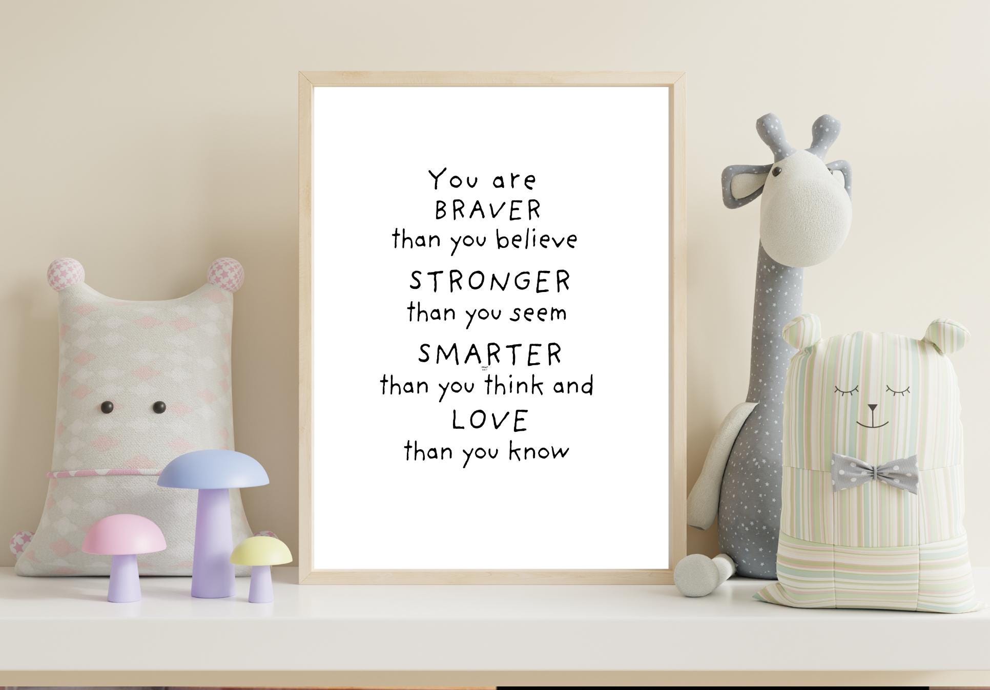 You Are Braver Than You Believe, Minimalist Wall Art, Winnie the Pooh ...