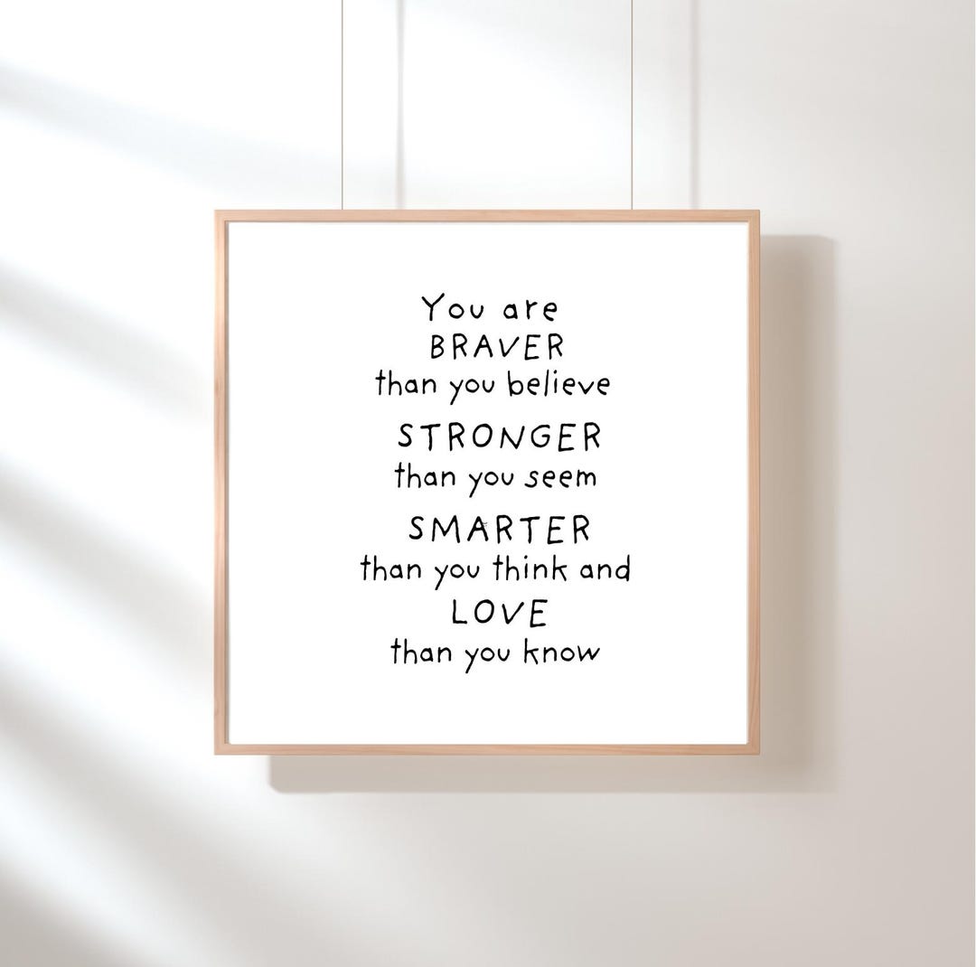 You Are Braver Than You Believe, Minimalist Wall Art, Winnie the Pooh ...