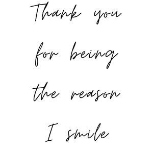 Thank You for Being the Reason I Smile, Minimal Wall Art, Digital Print ...