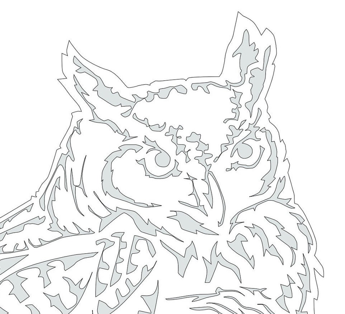 Seated Great Horned Owl Scroll Saw Pattern FIS-165 pdf, Jpg - Etsy