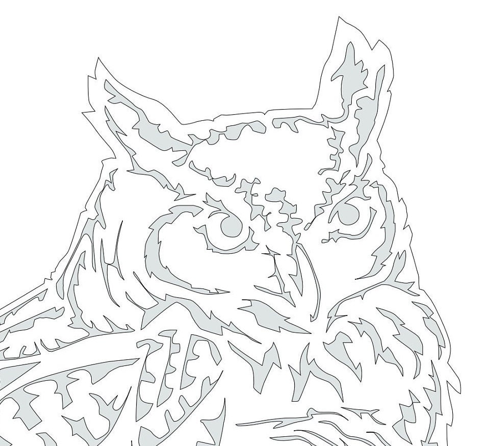Seated Great Horned Owl Scroll Saw Pattern FIS-165 pdf, Jpg - Etsy