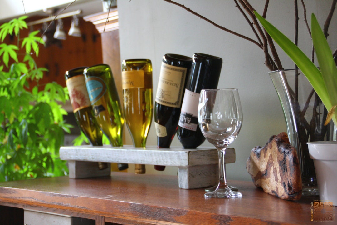 Rustic Distressed White Painted Wine Rack Rustic Wood Wine - Etsy
