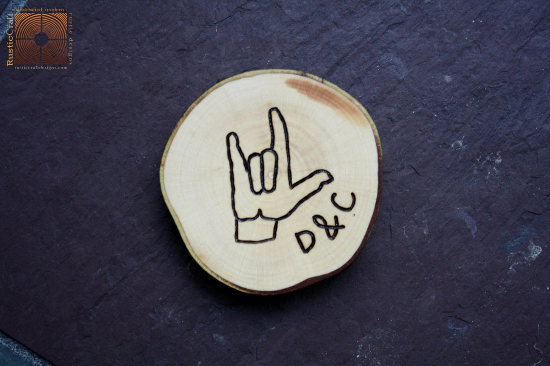 Sign Language I Love You - Sign of Horns - ASL- Branch Slice Magnet ...