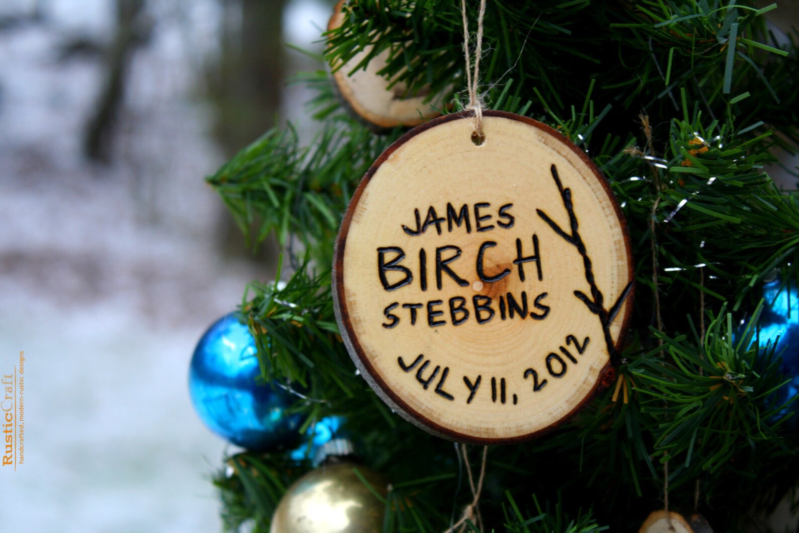 Custom Branch Slice Ornament Tree Branch Slice With Jute Tie | Etsy