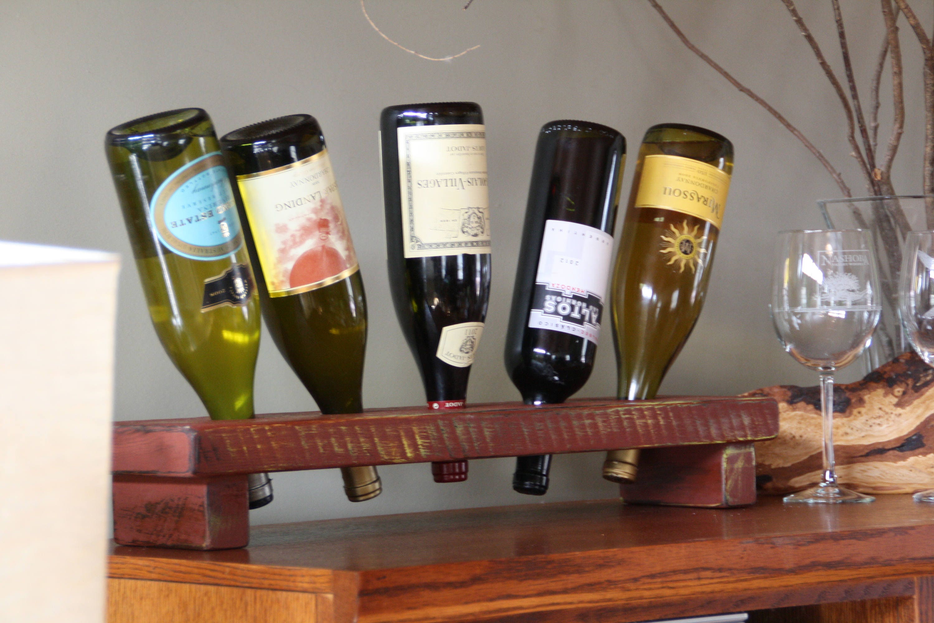 Rustic Distressed White Painted Wine Rack Rustic Wood Wine | Etsy