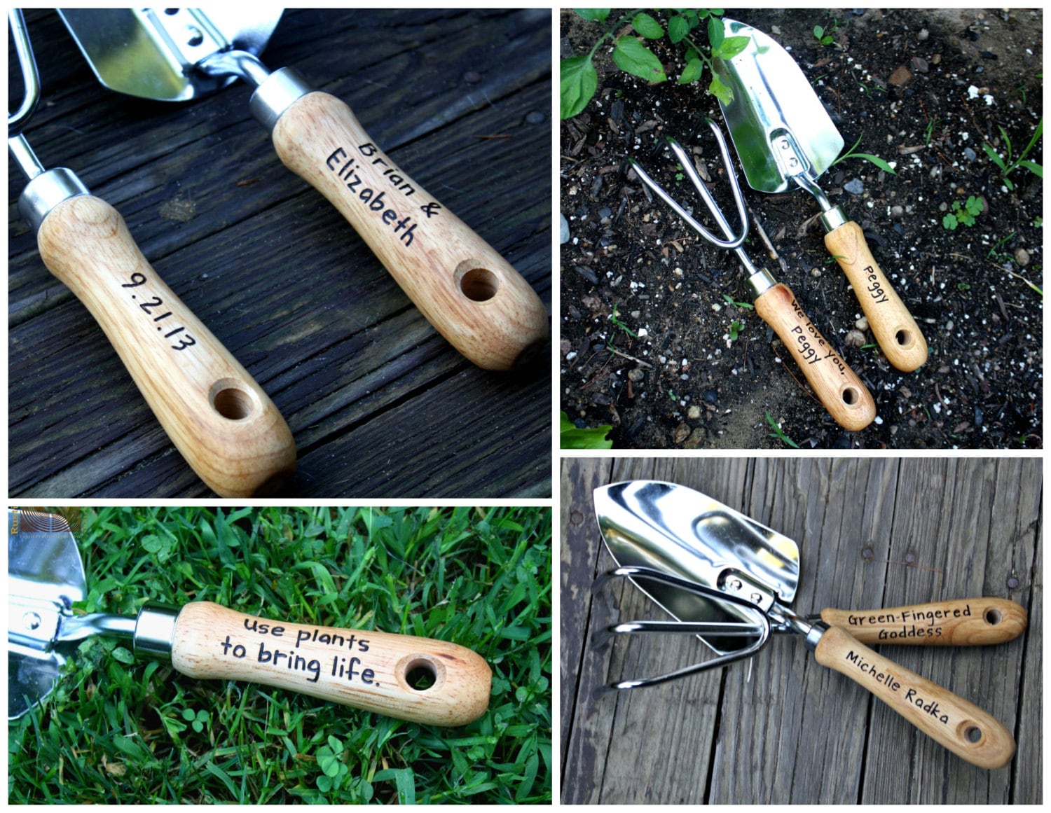Personalized Garden Tool Set – Engraved Wood Handle Trowel & Fork - Etsy