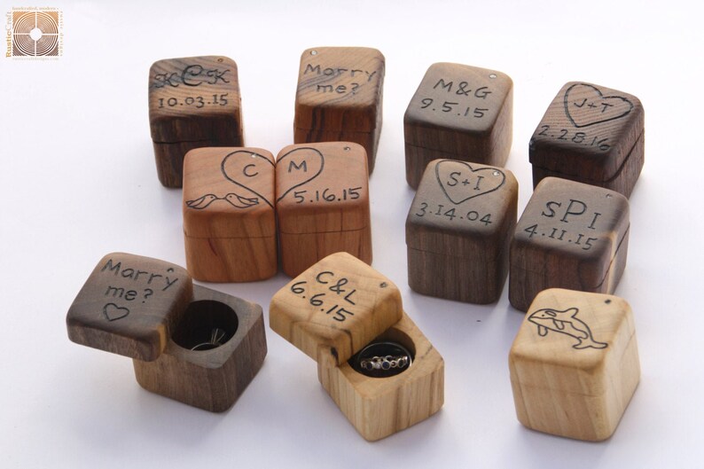 WOOD Mini Ring Box Personalized Natural Ring Box Rustic - Etsy