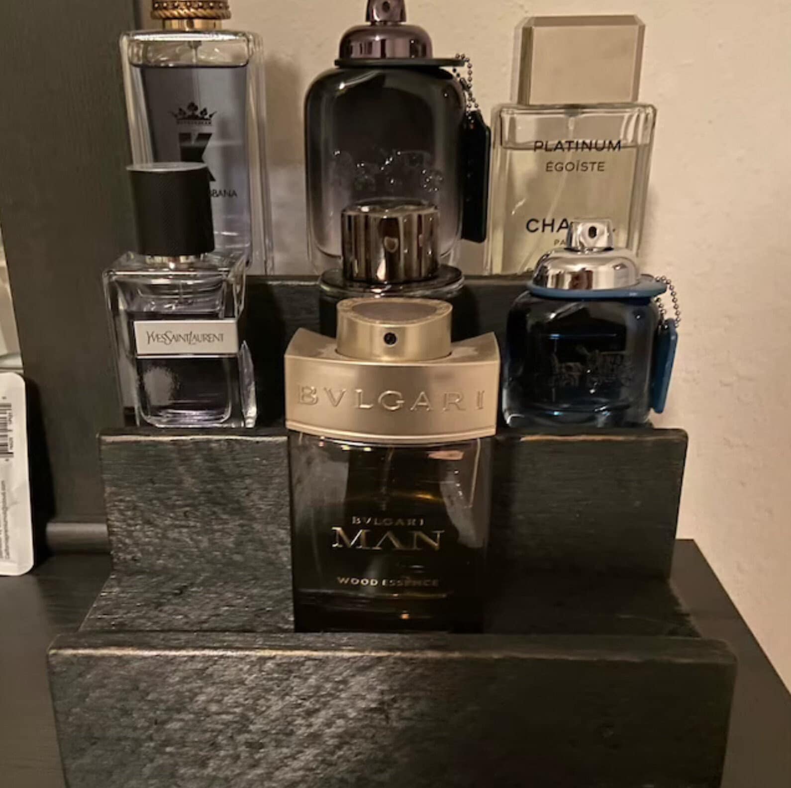 Black Wood Cologne Shelf – Rustic Perfume Bottle Organizer - Etsy