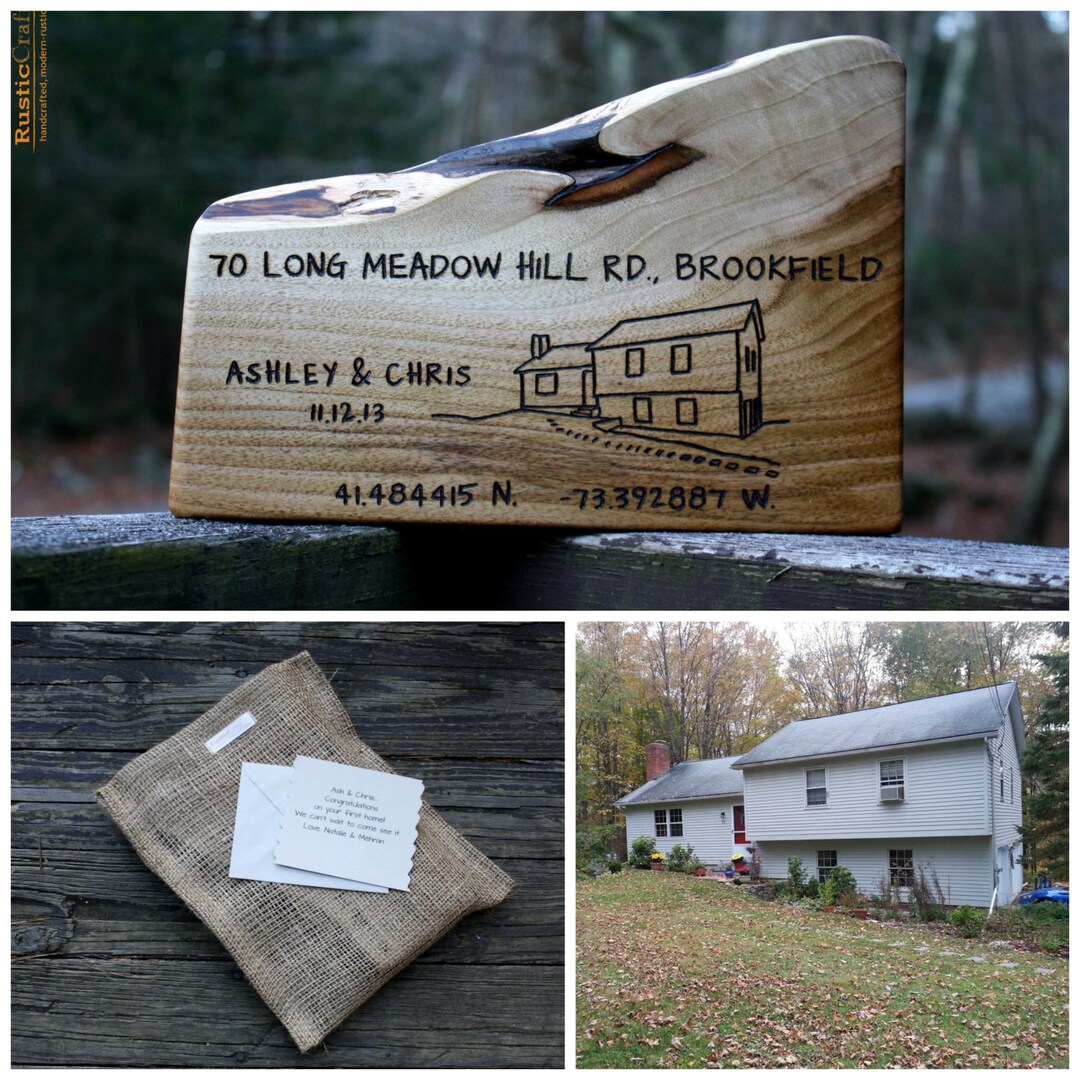 Custom Housewarming Gift - Personalized Address Sign- Custom Rustic ...