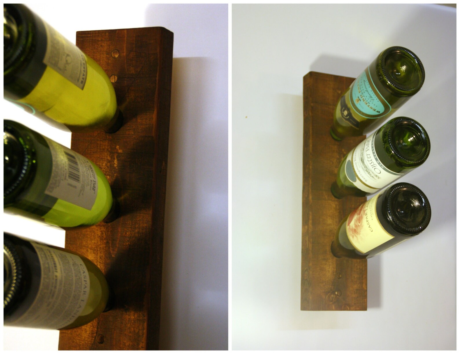 Wood Wine Rack Wall Rack 3 Bottle Personalized Wedding - Etsy