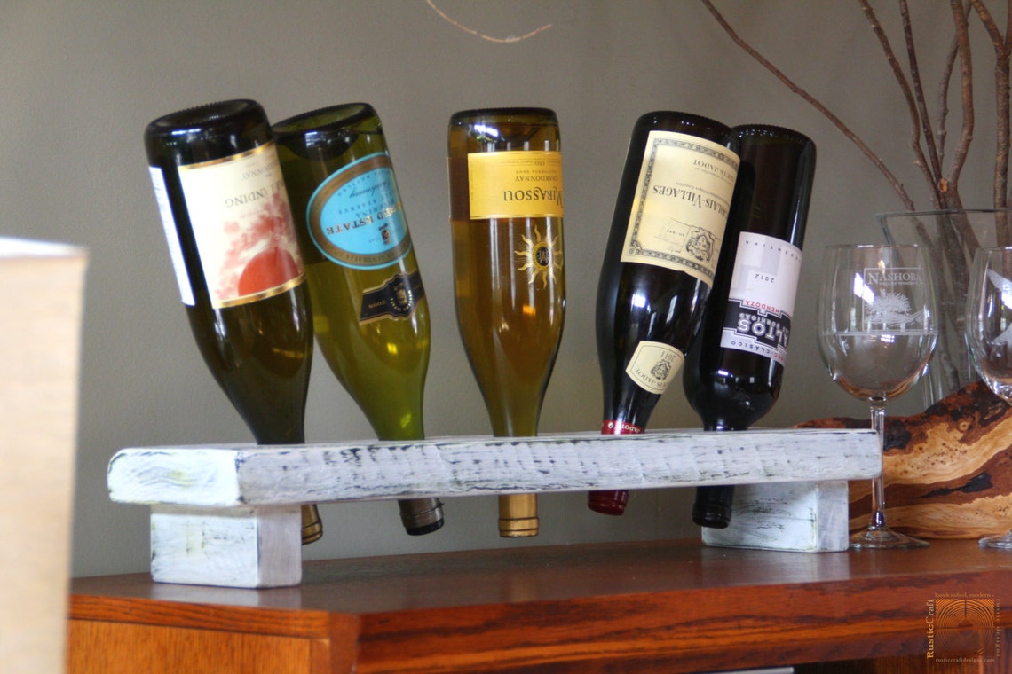 Rustic Distressed White Painted Wine Rack Rustic Wood Wine | Etsy