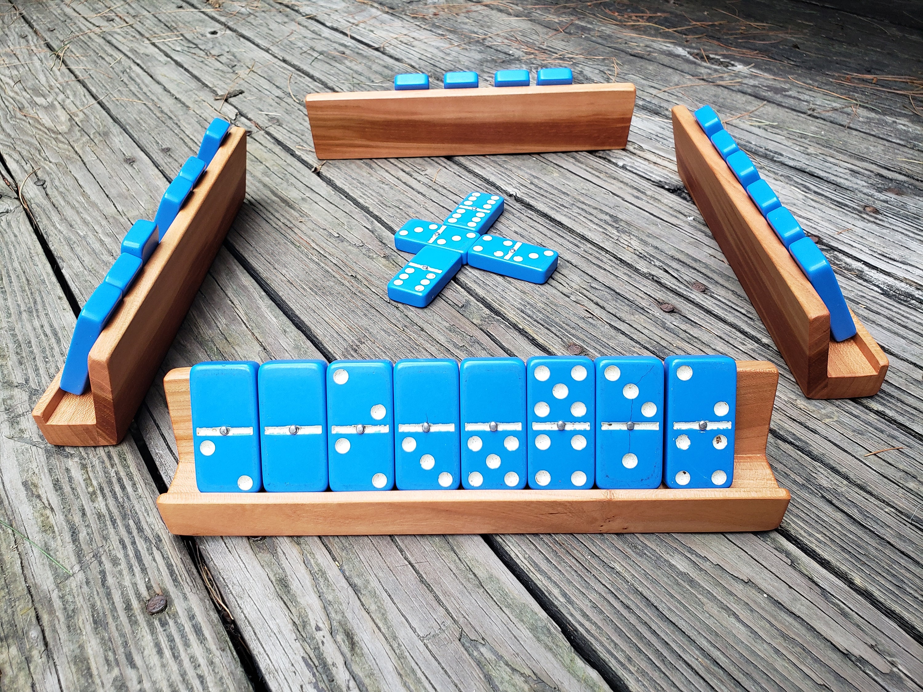 Dominoes Wooden Domino Holders Racks Trays Handmade Felt Bottom 100% ...