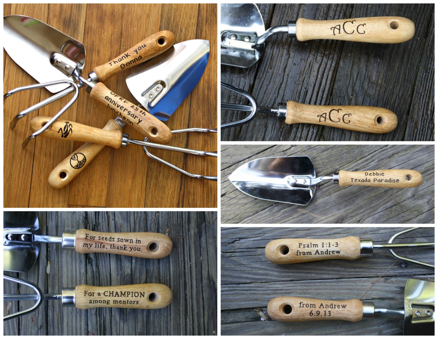 Personalized Garden Tool Set – Engraved Wood Handle Trowel & Fork - Etsy