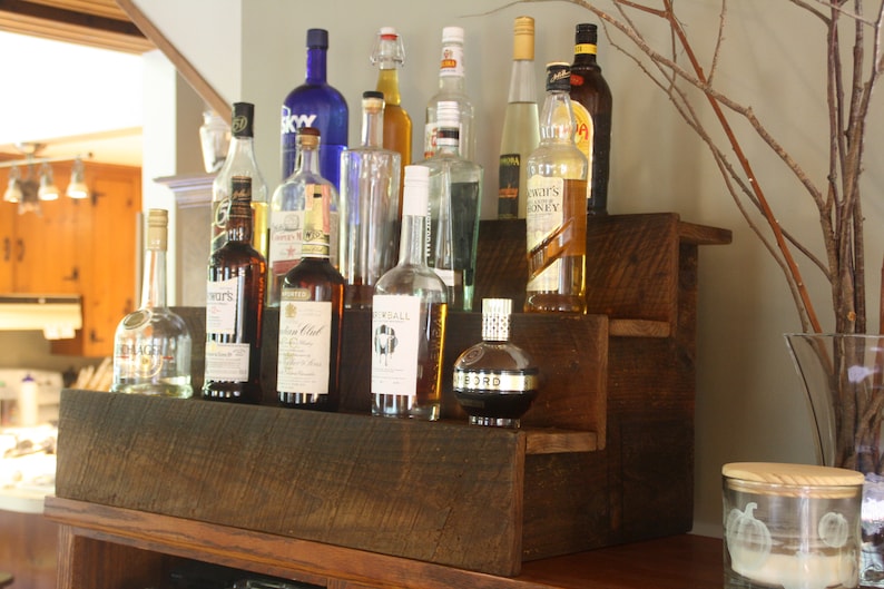 Wood Liquor Shelves READY TO SHIP Wood Liquor Bottle Shelf - Etsy