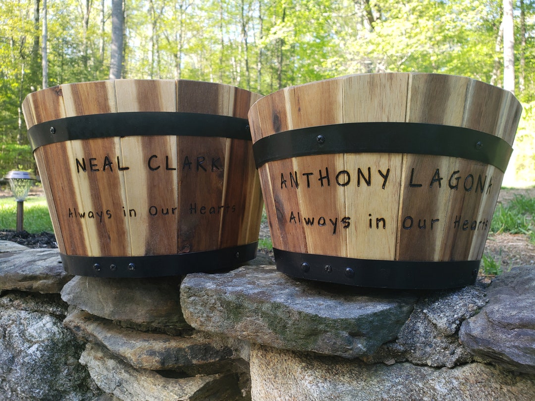 Personalized Wood Planter -unique Gift for Mom - Burnt Brown or Round ...