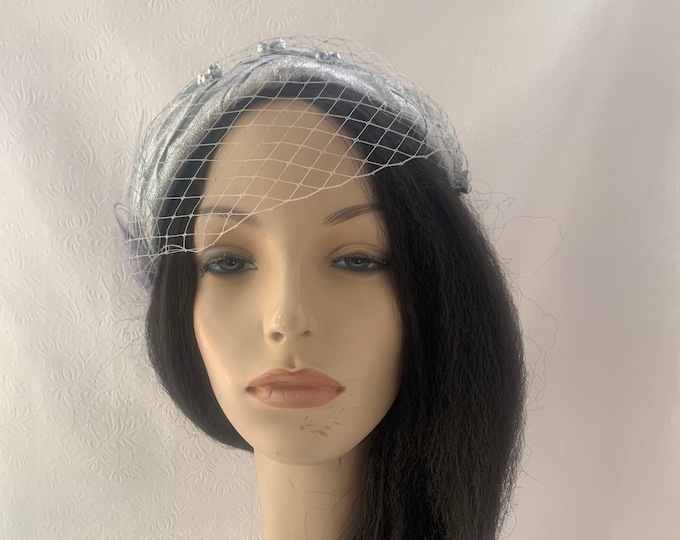 Silver Vintage Inspired 1950s-1960s Half Hat, Metallic Gray Wedding Hat ...