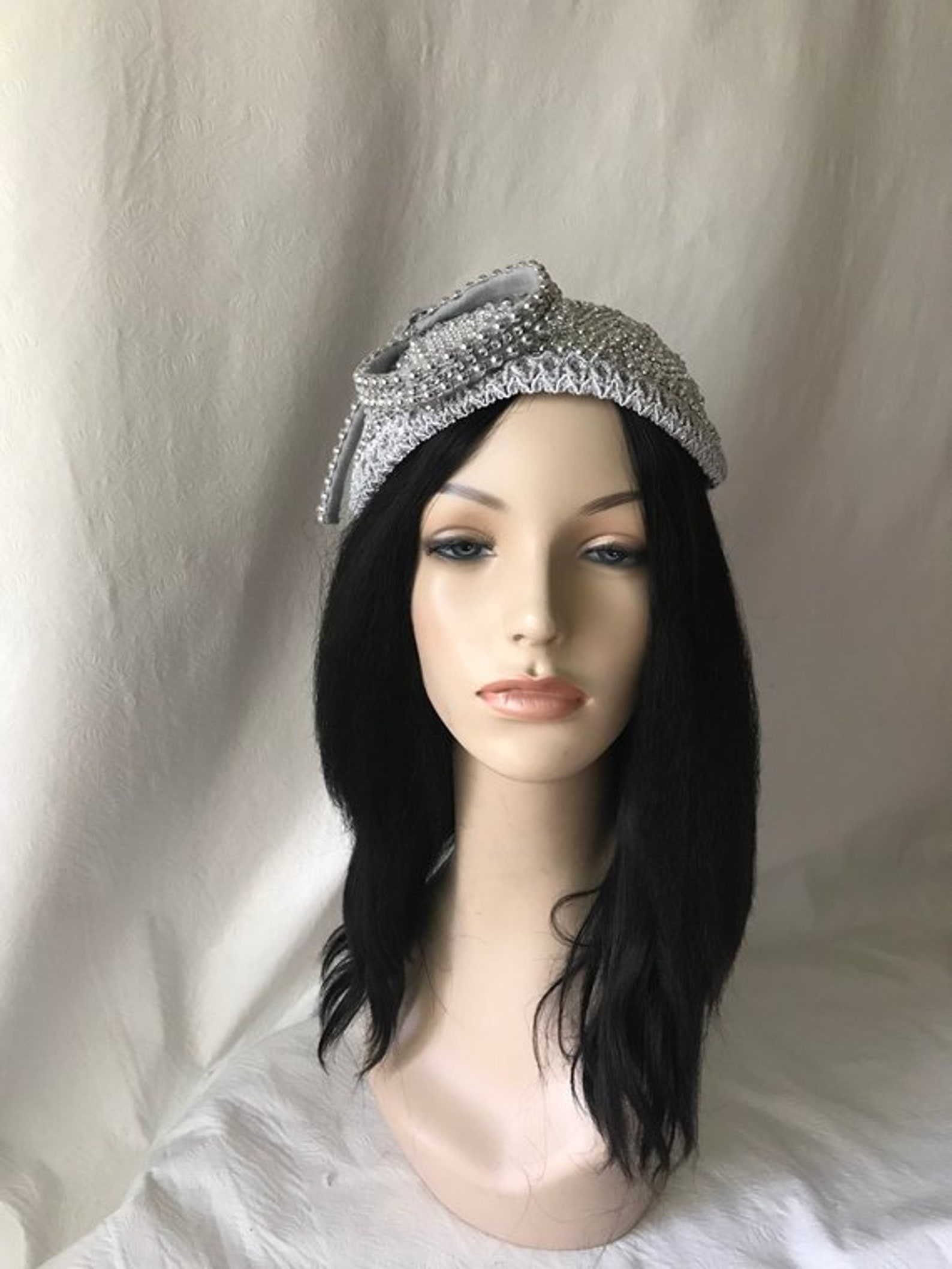 1950 Vintage Style Silver Church Half Hat - Etsy