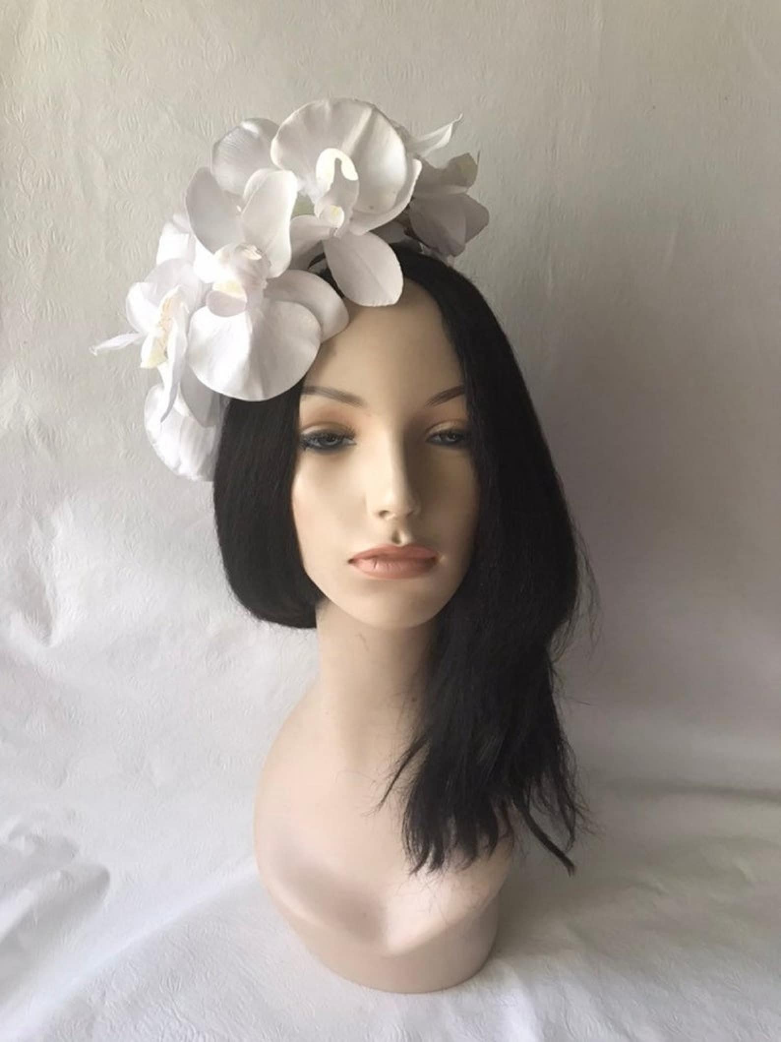 White Orchid Flower Fascinator Hat for Bridal Flower Crown - Etsy