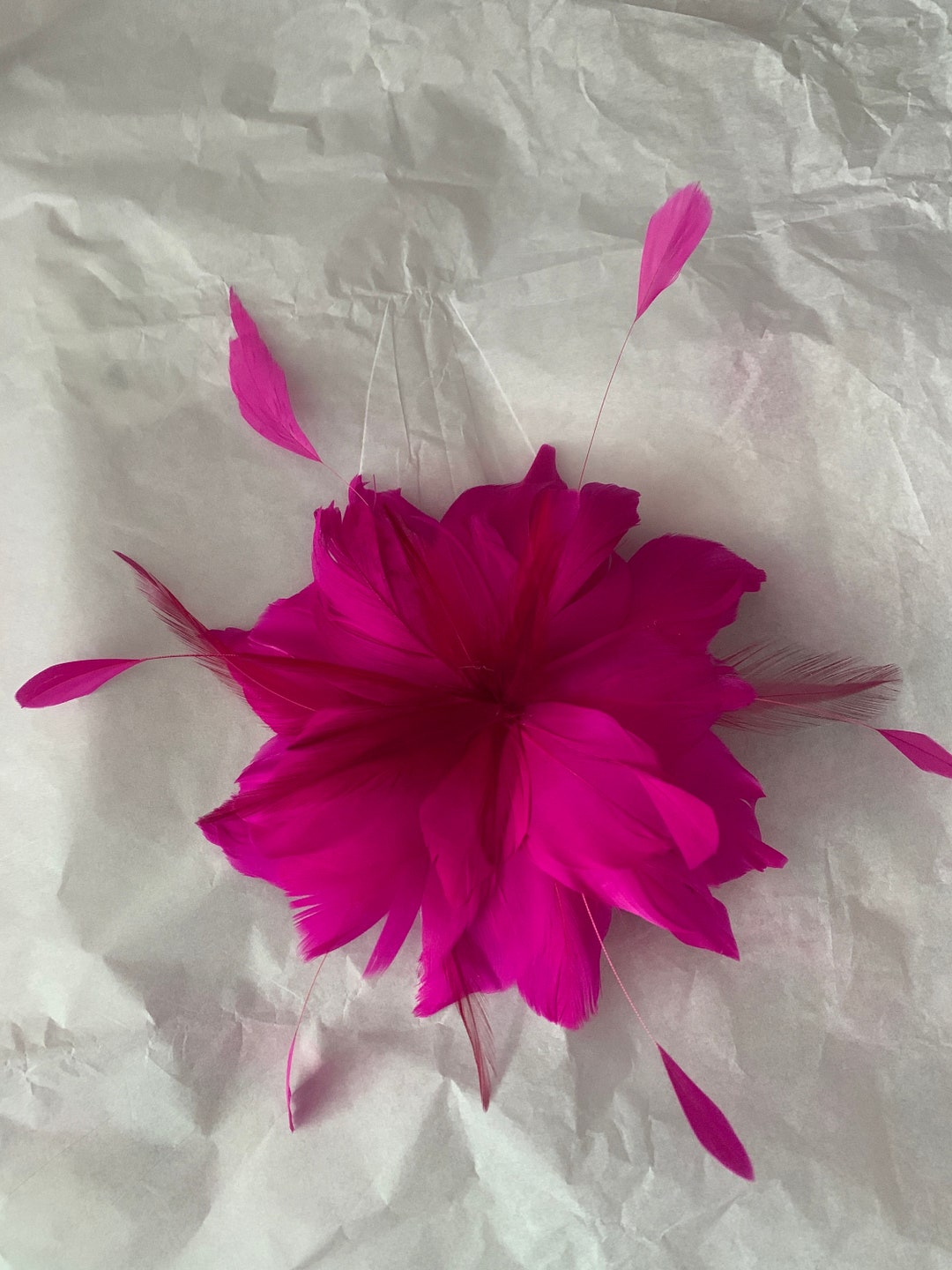Hot Pink Extra Large Feather Flower Brooch Pin for Wedding Corsage ...