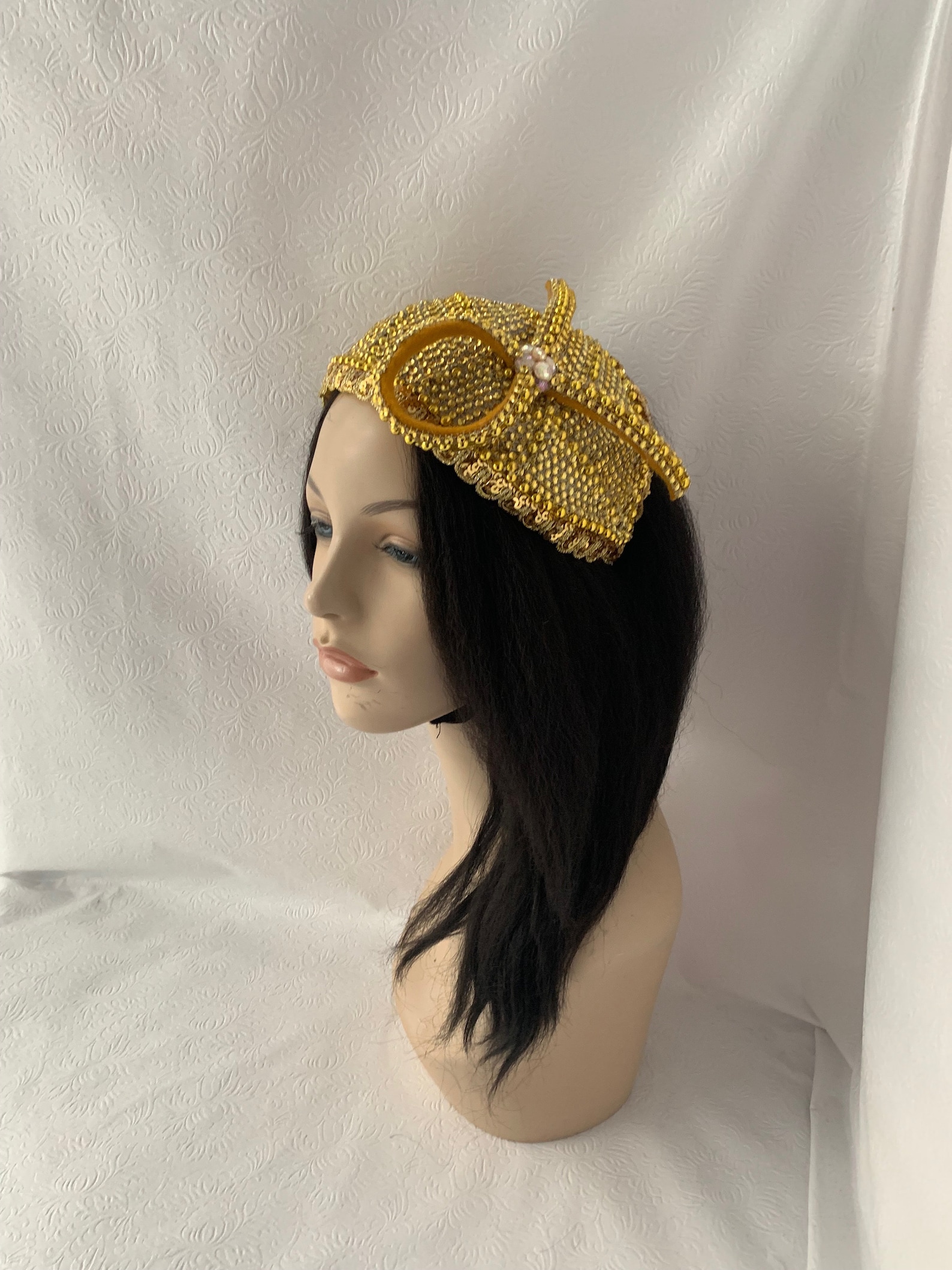 Gold Church Fascinator Hat - Vintage Style 1950s - 1960s Half Hat ...