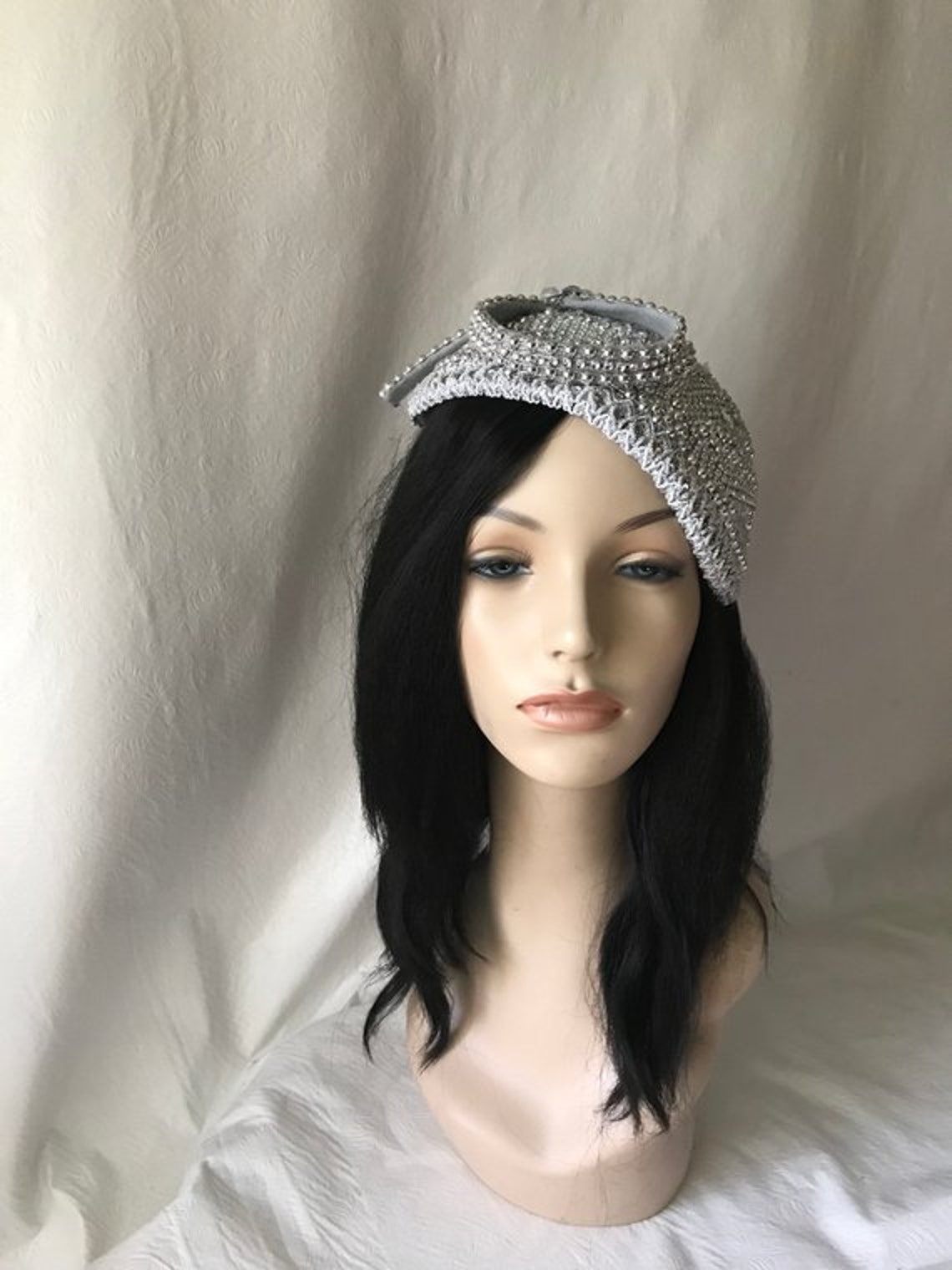1950 Vintage Style Silver Church Half Hat - Etsy