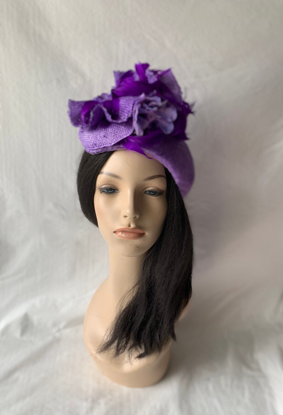 Purple Vintage Inspired Elegant Church Half Hat for Women, Wedding Hat ...