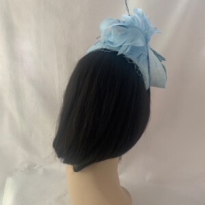 Light Blue Fascinator Hat With Veil for Church, Women’s Church Hat ...