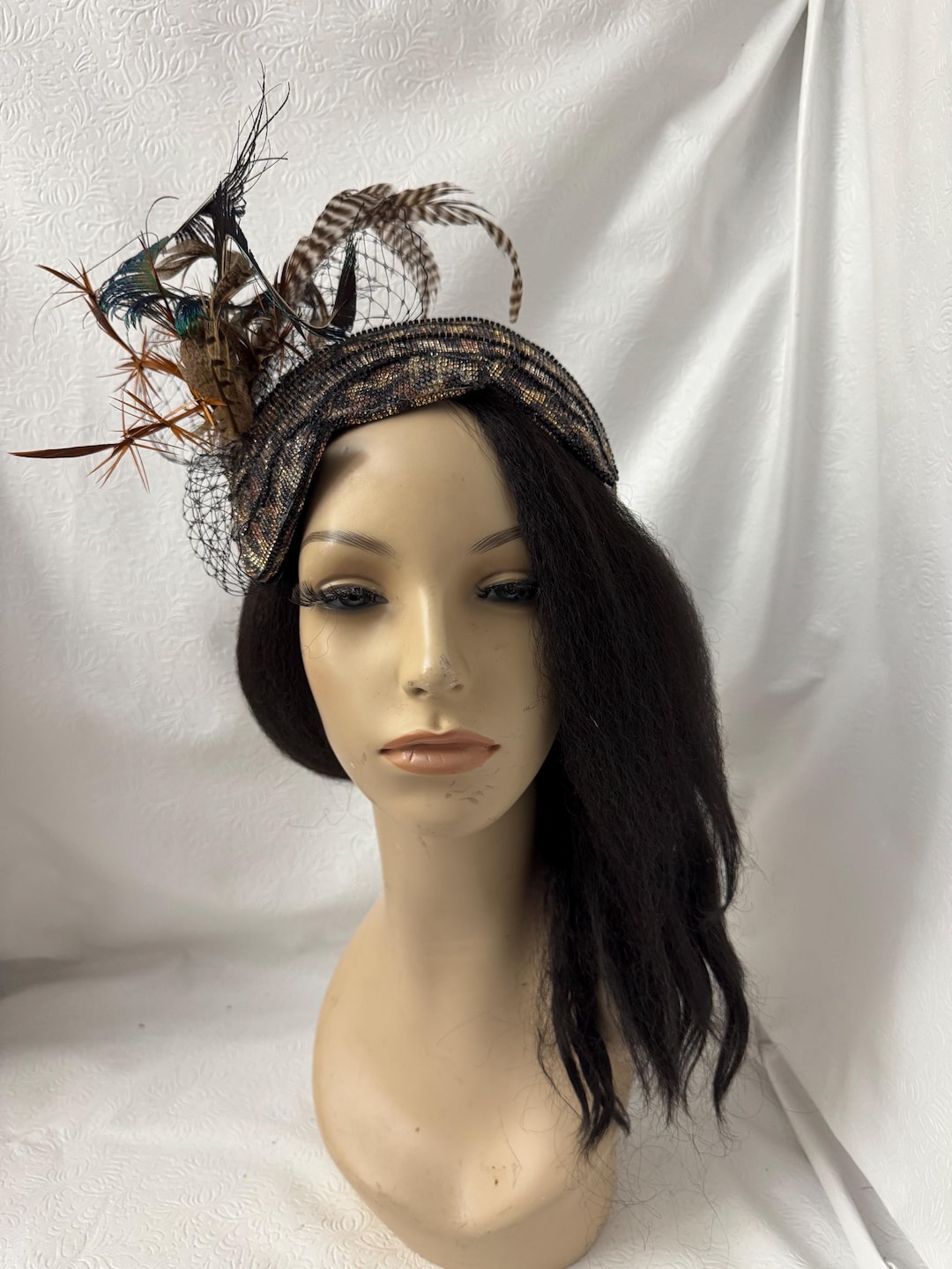 Cheetah Animal Print Rhinestone Fascinator With Veil – Couture First ...