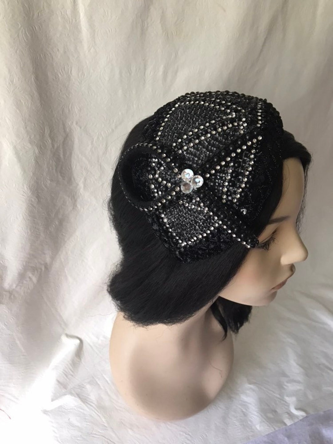 Black Vintage Style 1950s - 1960s Half Hat, Women Church Hat, Half ...