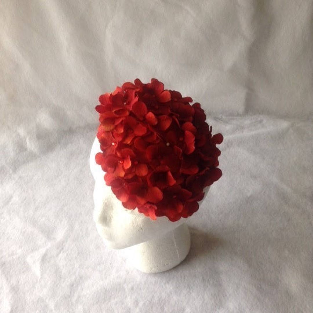 Red Flower Fascinator Hat for Wedding, High British Tea Party ...
