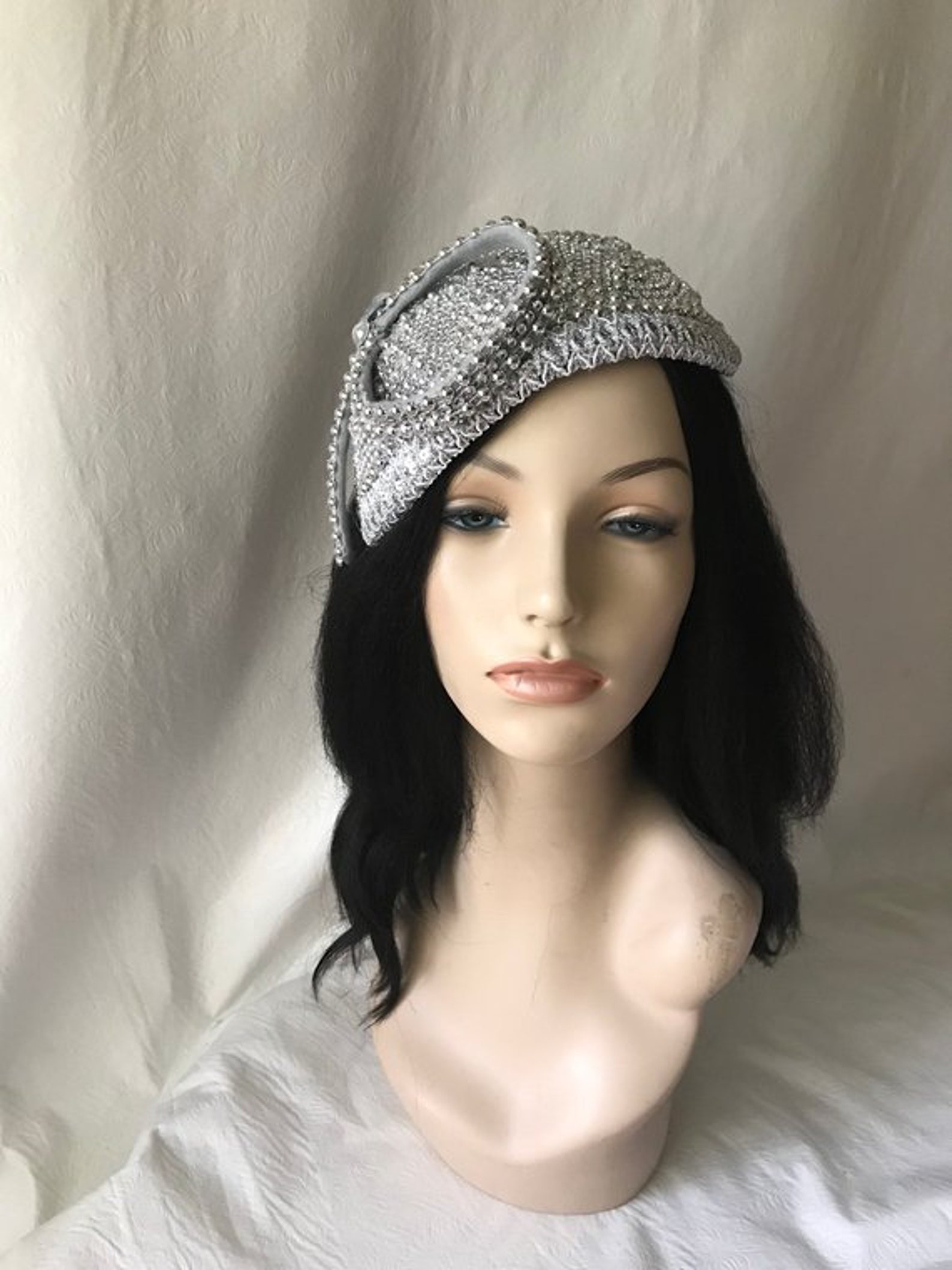 1950 Vintage Style Silver Church Half Hat | Etsy