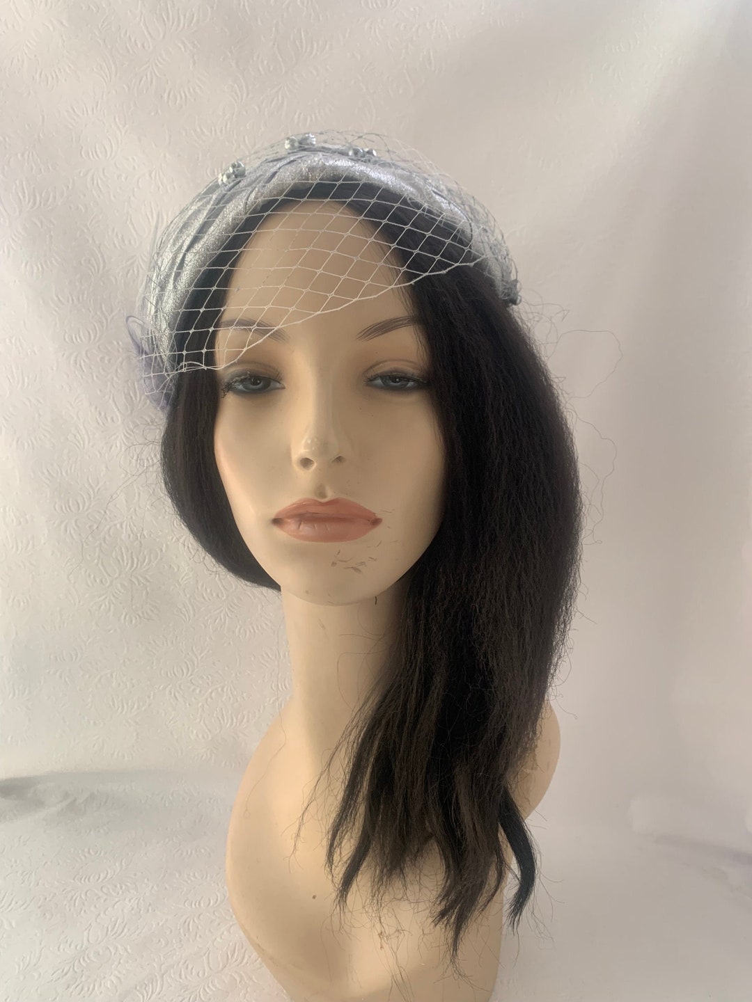 Silver Vintage Inspired 1950s-1960s Half Hat, Metallic Gray Wedding Hat ...