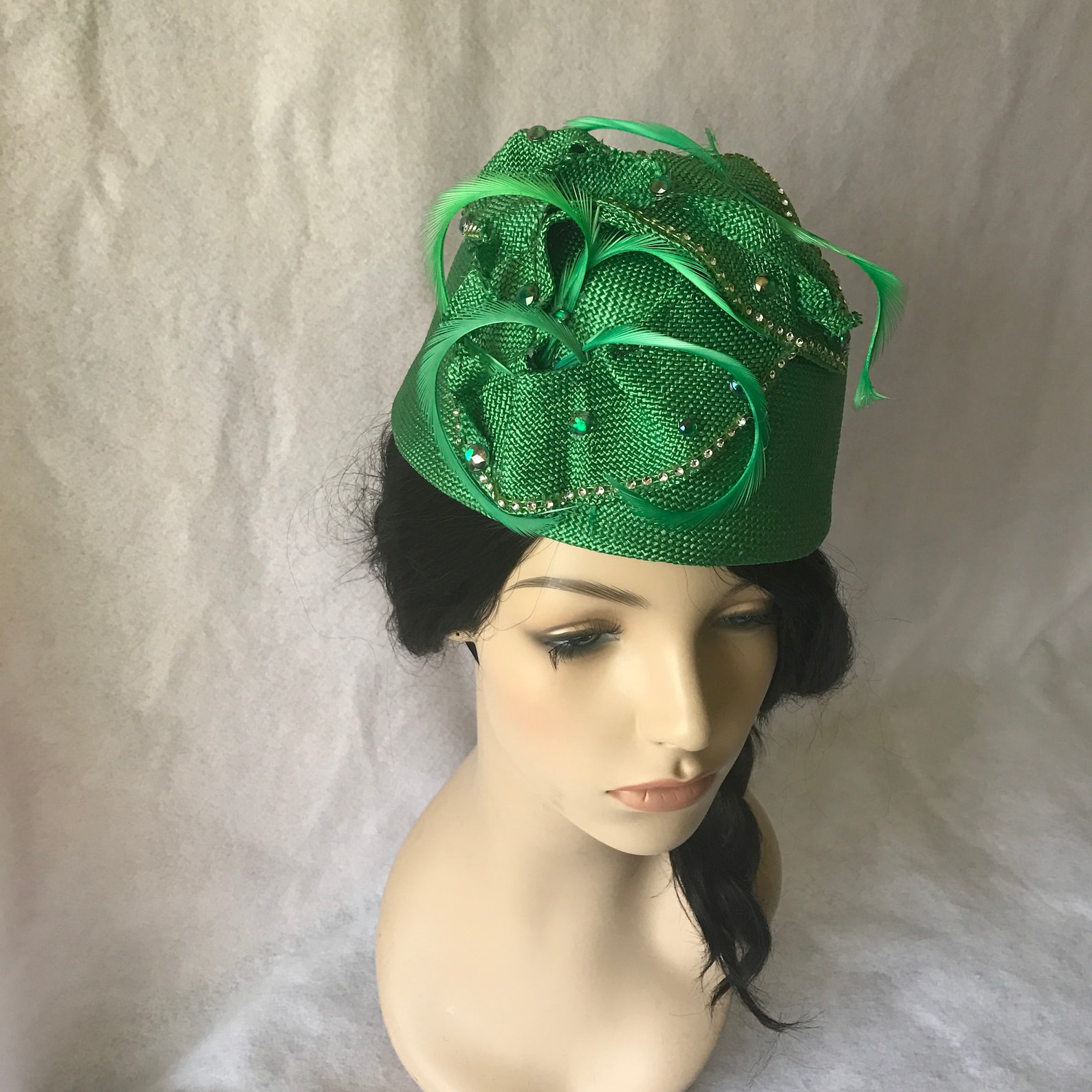 Green Womens Church Hat Formal Bucket Pillbox COGIC Hat - Etsy