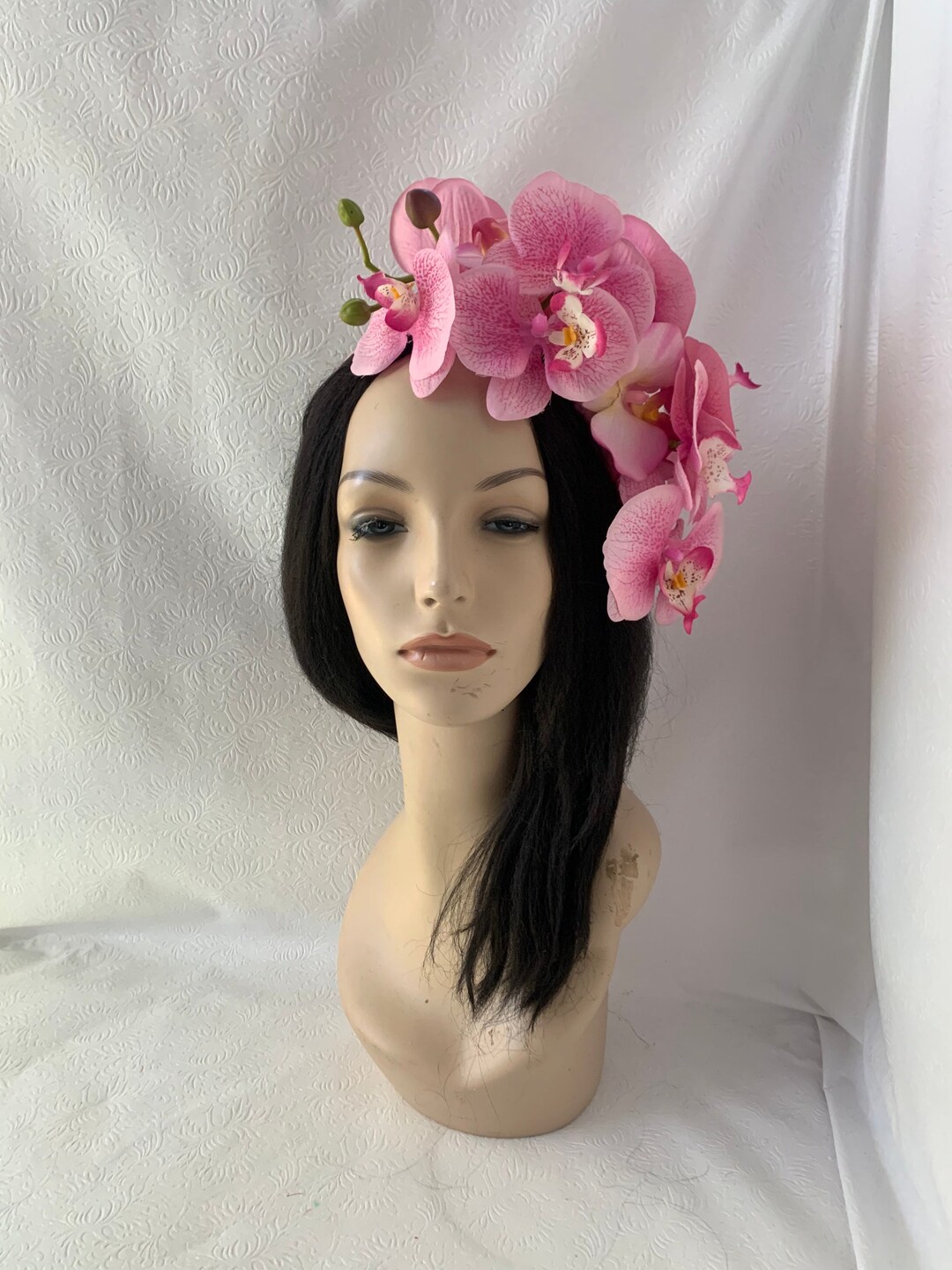 Pink Orchid Fascinator, Orchid Flower Crown, Floral Derby Fascinator ...