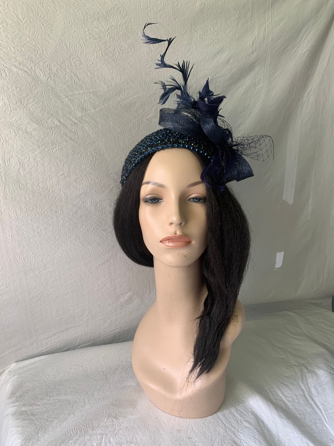 Midnight Navy Blue Mother of the Bride Wedding Hat, Ladies Tea Party ...