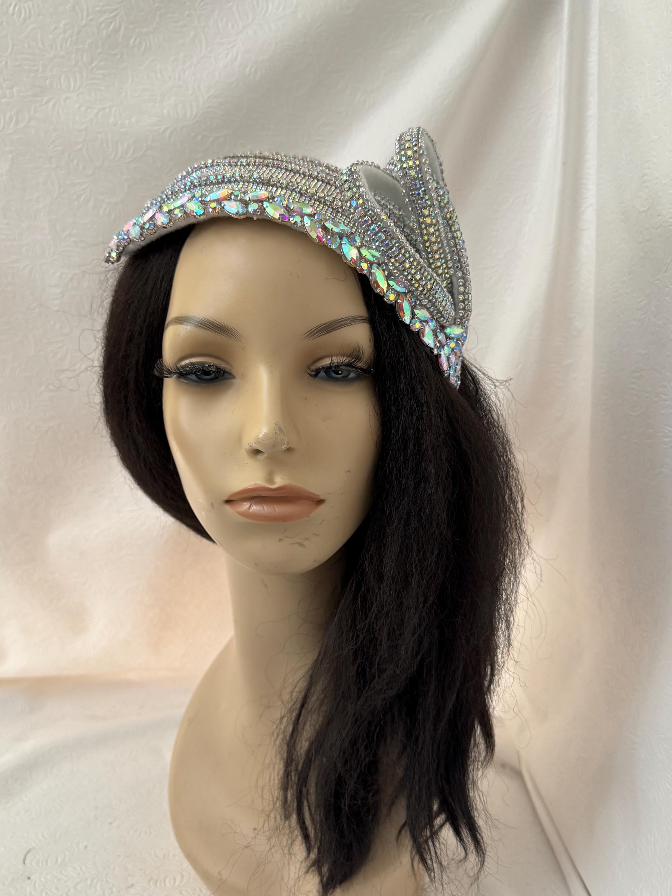 AB Rhinestone Crystal Fascinator Hat – Iridescent Bling Church Half ...