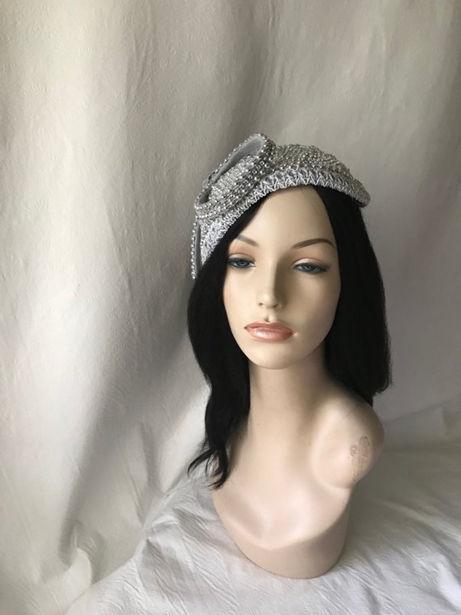 Silver Church Fascinator Hat Vintage Style 1950s - 1960s Half Hat ...