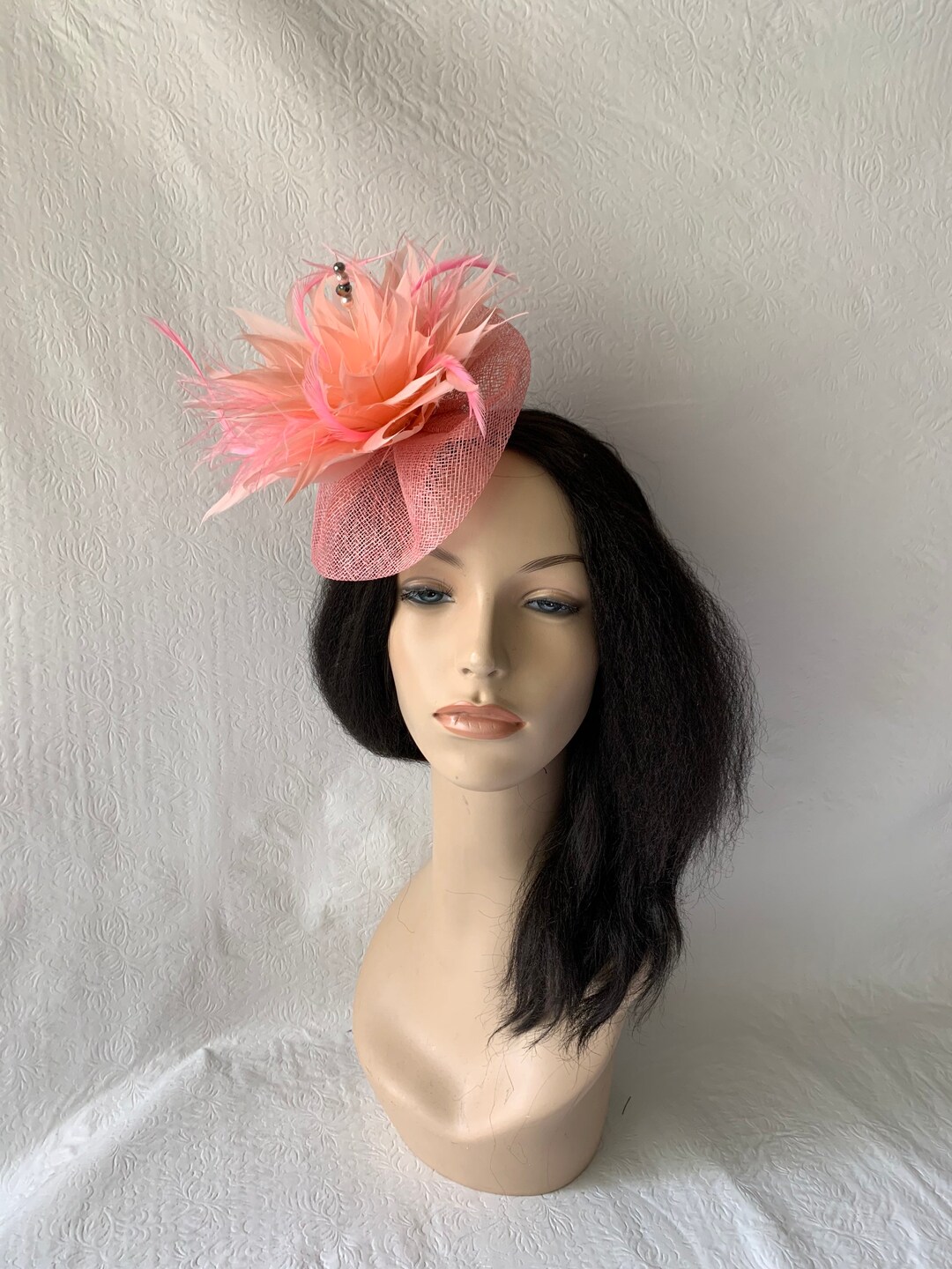 Coral Pink Fascinator Sinamay Wedding Hair Fascinator Clip for Wedding ...