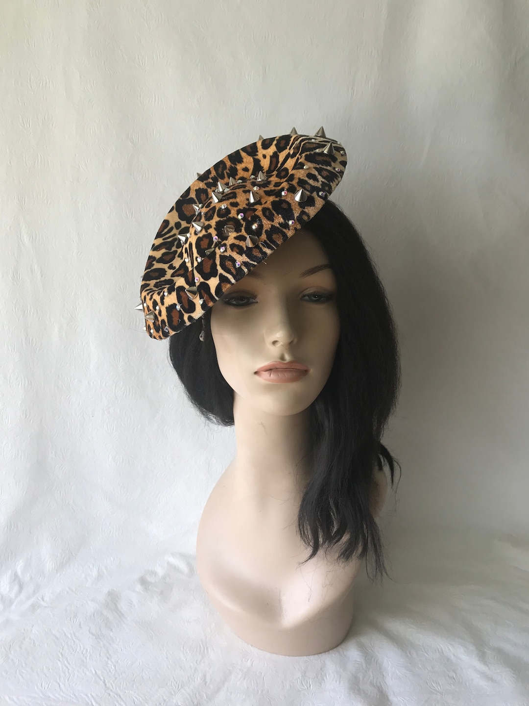 Leopard Print Fascinator Hat, Animal Print Hat, Steampunk Spikes ...