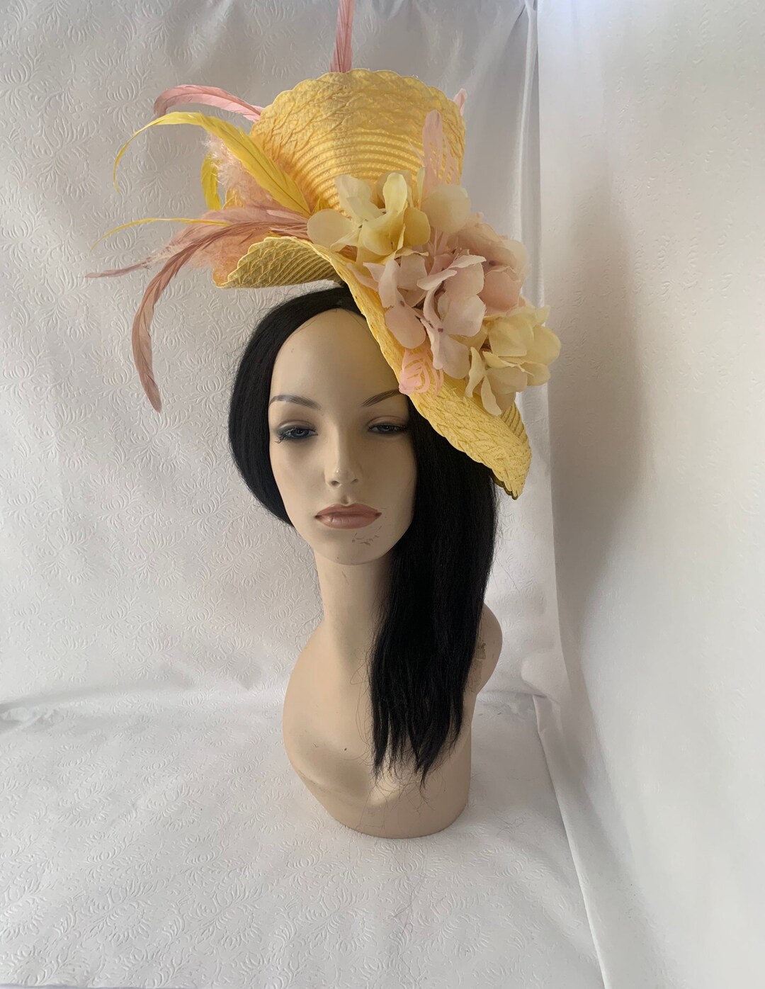 Yellow and Pink Kentucky Derby Fascinator Hat for Races - Etsy
