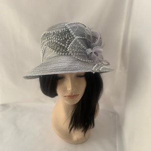 Silver Gray Cloche Dressy Formal Hat Mother of Bride Wedding Hat Ladies ...