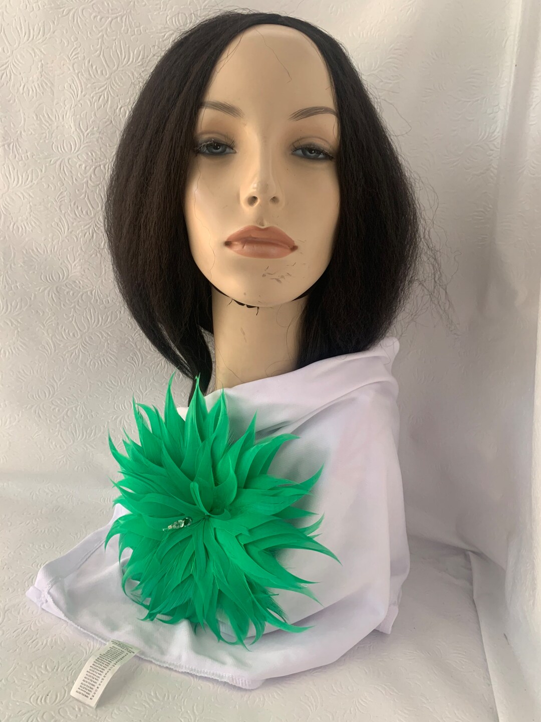Green Feather Flower Brooch for Church, Wedding, Corsages, Hair Piece ...