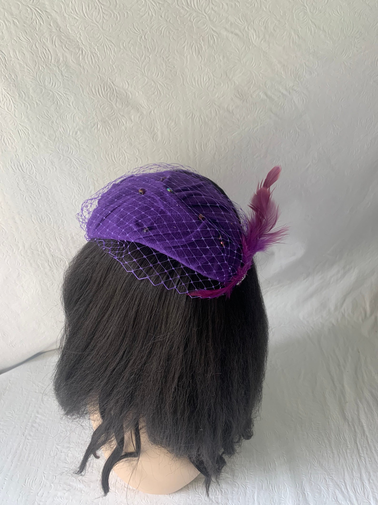 Purple Vintage Inspired 1950s-1960s Half Hat Purple Felt | Etsy
