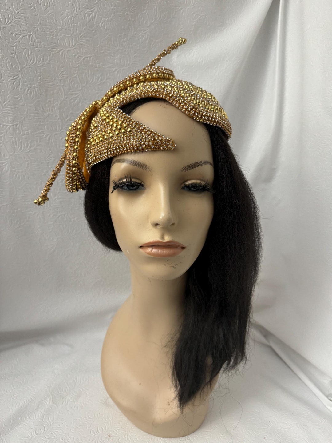 Vintage Gold Rhinestone Pearl Half Hat: Elegant Wedding Fascinator - Etsy