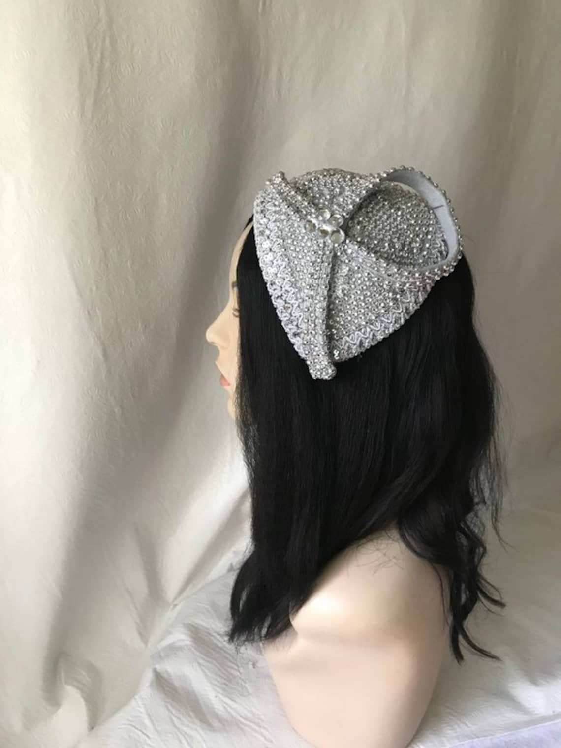 1950 Vintage Style Silver Church Half Hat - Etsy
